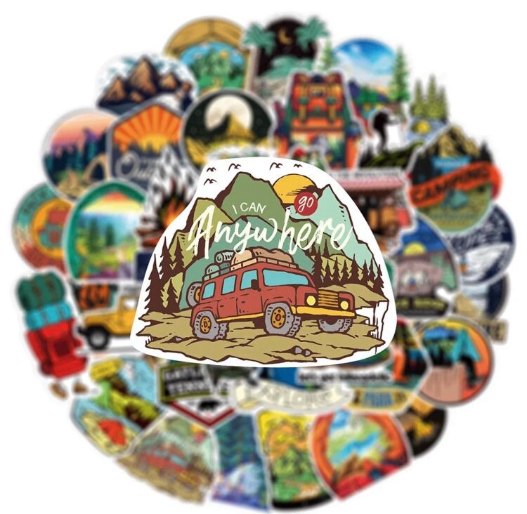 100 Camping Sticker Pack With 50 or 100 Outdoor Hiking Stickers ...
