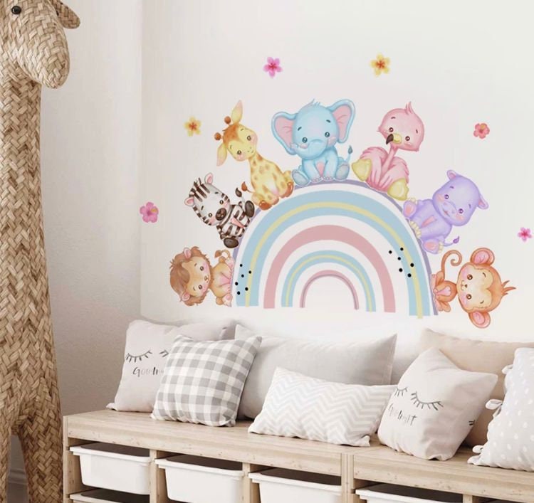 Jungle Sticker Set Safari Rainbow Animals Wallsticker for - Etsy