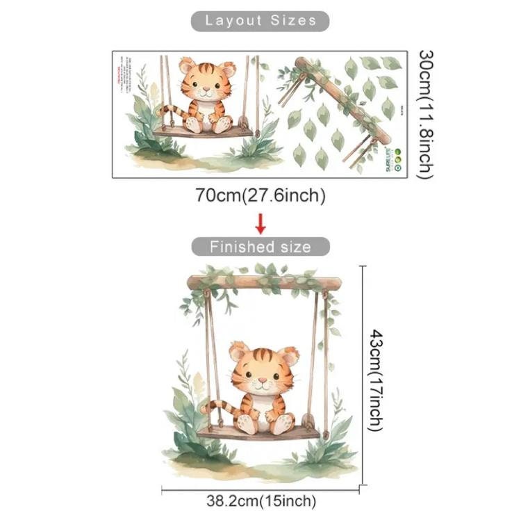 Cartoon Tiger Sticker Set Safari Animals Wall Sticker Sits for - Etsy
