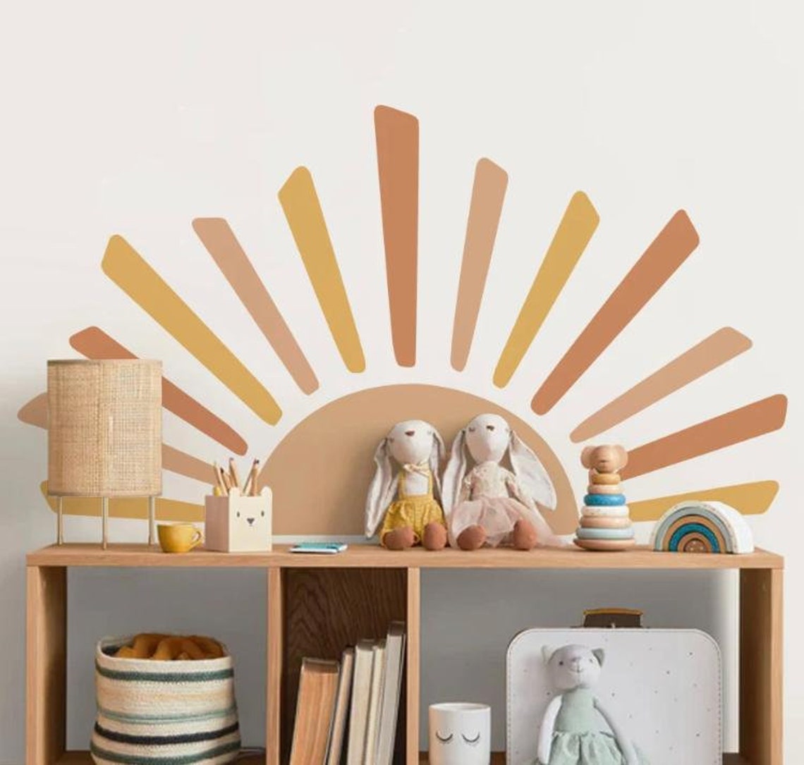 Cartoon Boho Sun Sunshine Sunrise Wall Sticker Vinyl Baby Room - Etsy
