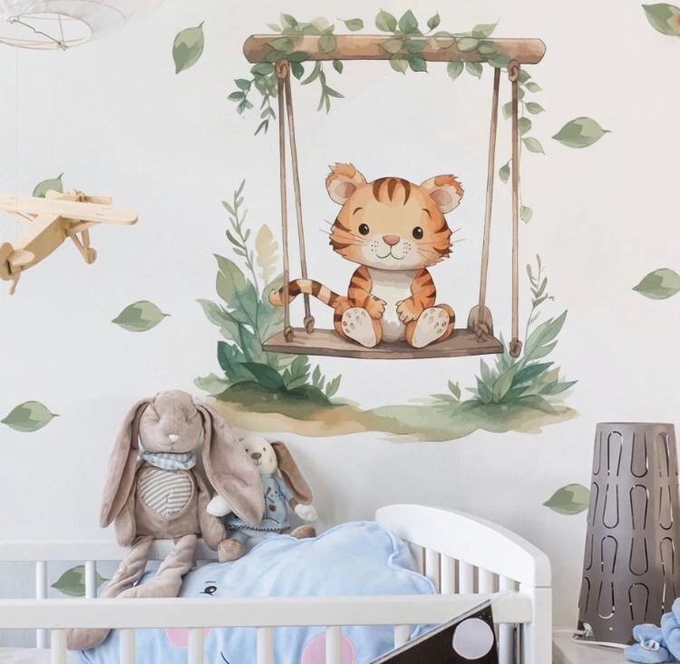 Cartoon Tiger Sticker Set Safari Animals Wall Sticker Sits for - Etsy