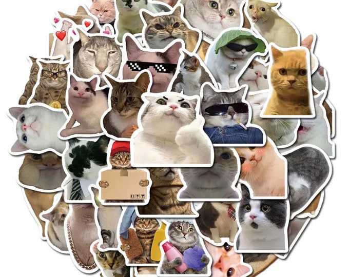 Coffee Cup Cat Sticker Set Cute Cat Sticker Waterproof Durable Stickers ...