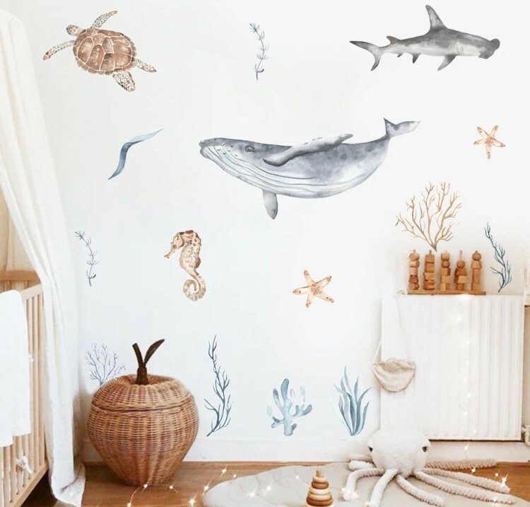 Cartoon Ocean Wall Decal Underwater World Sticker Vinyl - Etsy