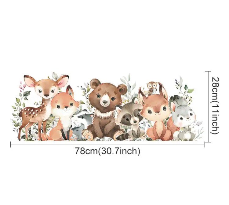 Forest Animals Cartoon Stickers Set Wall Decals for Kids Bear - Etsy