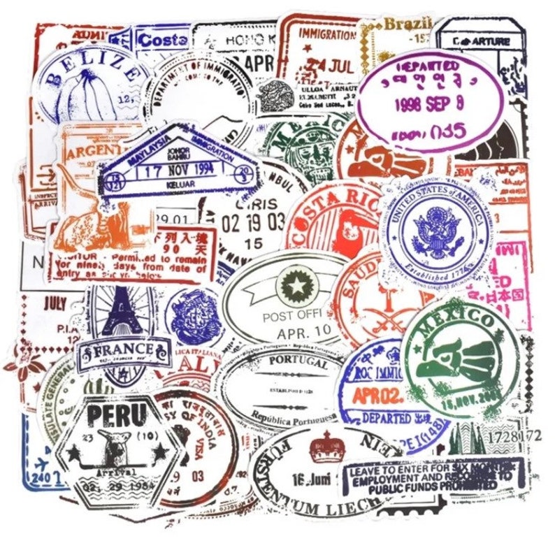 50 Transparent Passport Stamp Sticker Pack With 50 or 100 - Etsy
