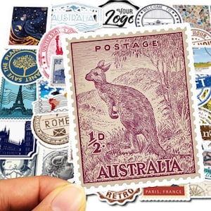 50 Vinyl Travel Stickers Pack DIY Vintage Passport Stamp Sticker Set ...