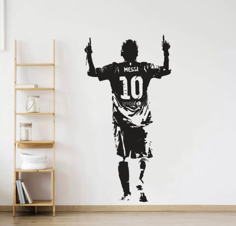 Messi Vinyl Art Removable Wall Sticker Football Soccer Player Room ...