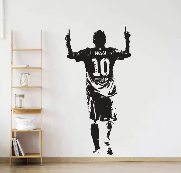 Messi Vinyl Art Removable Wall Sticker Football Soccer Player Room ...
