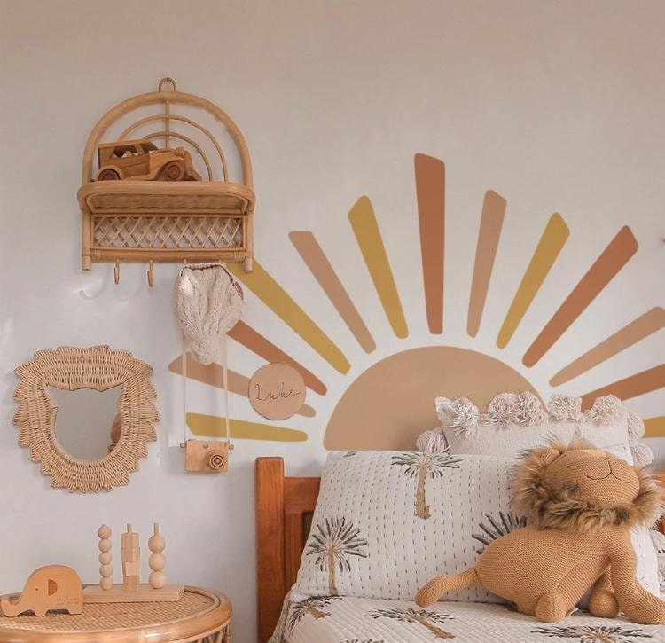 Cartoon Boho Sun Sunshine Sunrise Wall Sticker Vinyl Baby Room Living ...