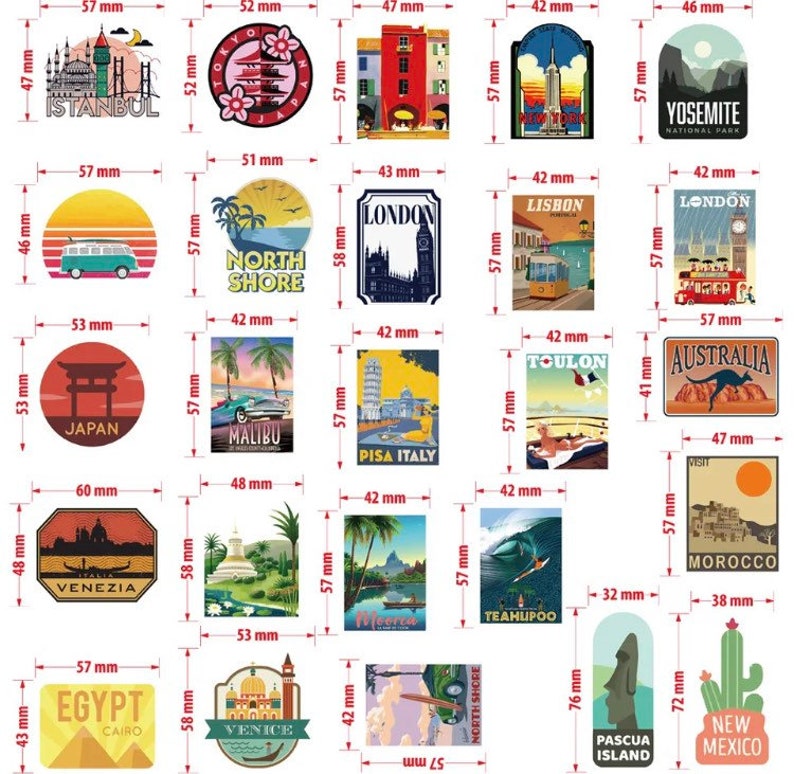 50 Vinyl Travel Sticker Pack DIY Cut Decal Set Global City - Etsy