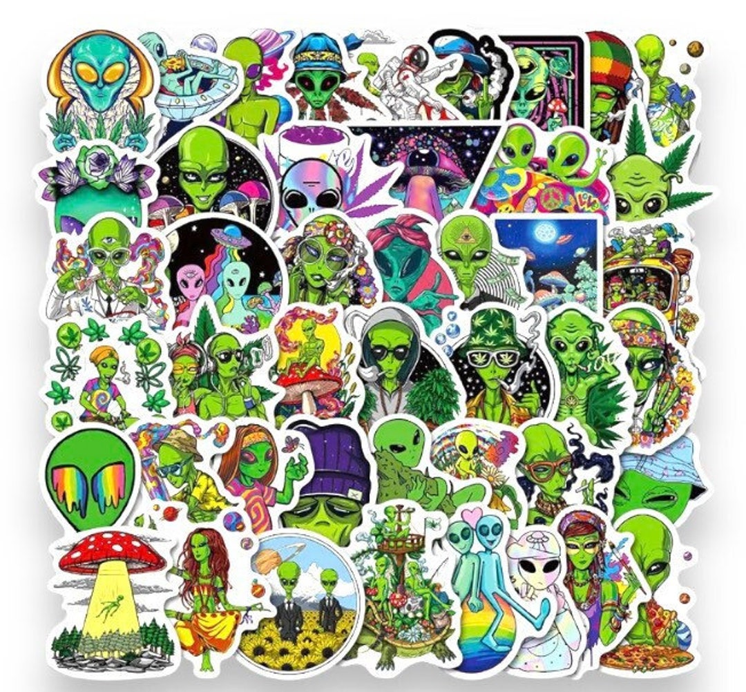 Psychedelic Alien Sticker Pack With 100 or 50 High Quality Stickers ...
