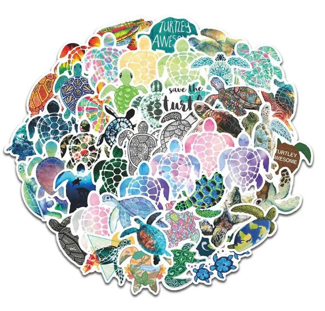 50pcs Turtle Sticker Pack With 100 or 50 Ocean Stickers for Hyrdoflask ...