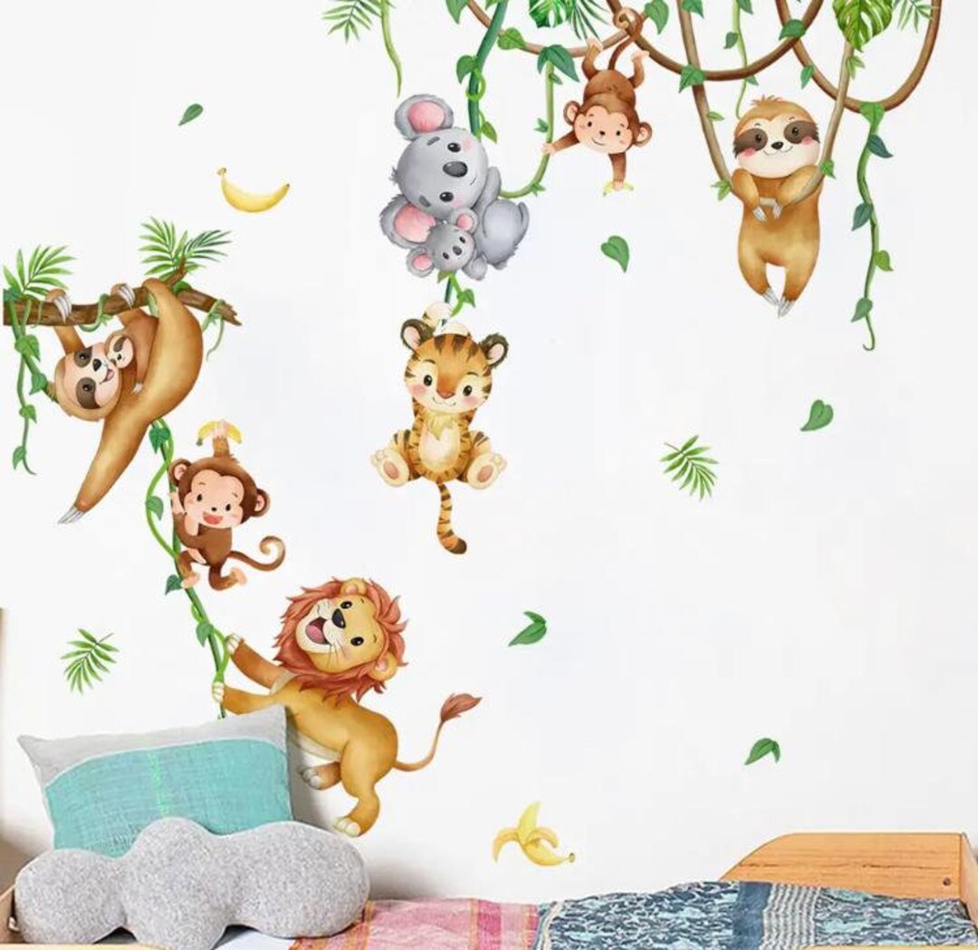 Jungle Sticker Set Safari Animals Cartoon Wallsticker for Children's ...