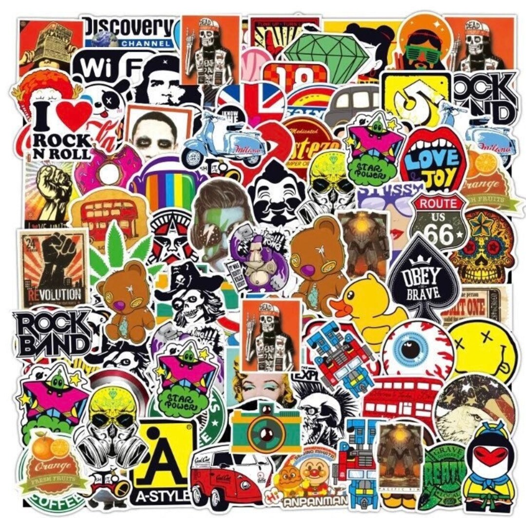 100 Mixed Color Sticker Pack With 50 or 100 Street Style Stickers ...