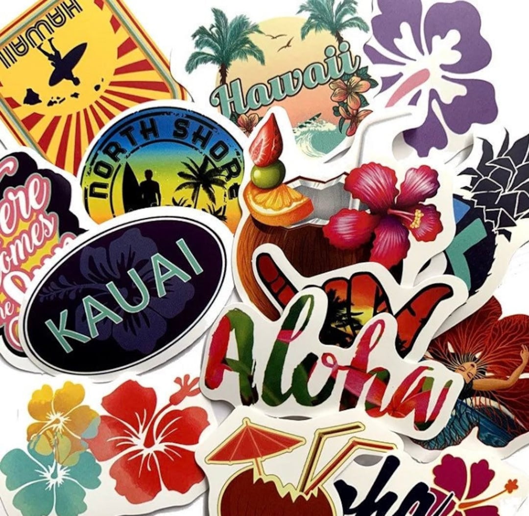 50 Retro Hawaii Sticker Pack for Travel With 50 or 100pcs Vacation ...