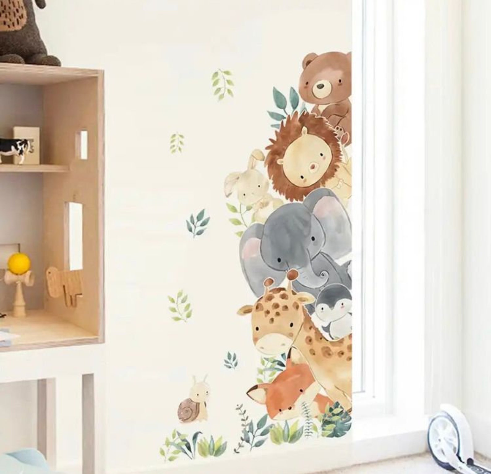 Jungle Cartoon Sticker Set Wall Decal for Kids Lion Giraffe Nursery ...