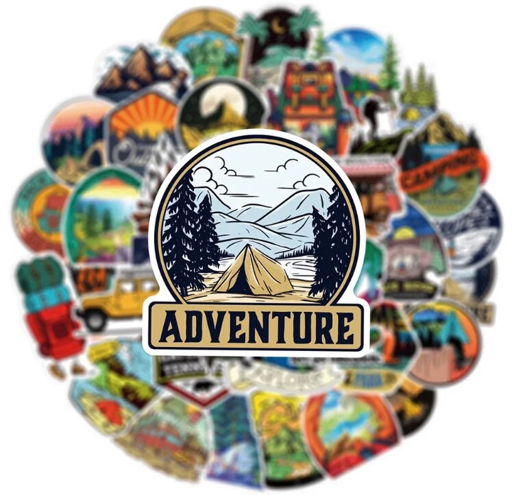 100 Camping Sticker Pack With 50 or 100 Outdoor Hiking Stickers ...