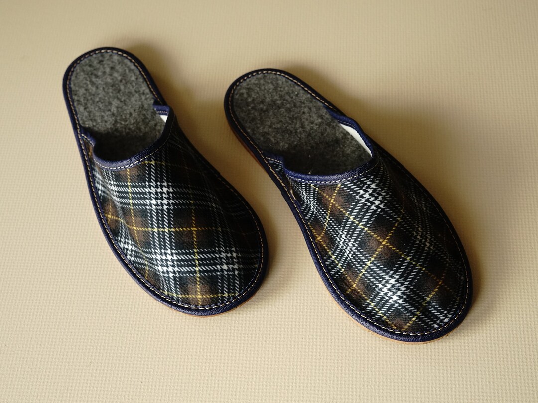 Men's Felt Slippers Warm House Classic Homemade Shoes up to Size 46 EU ...