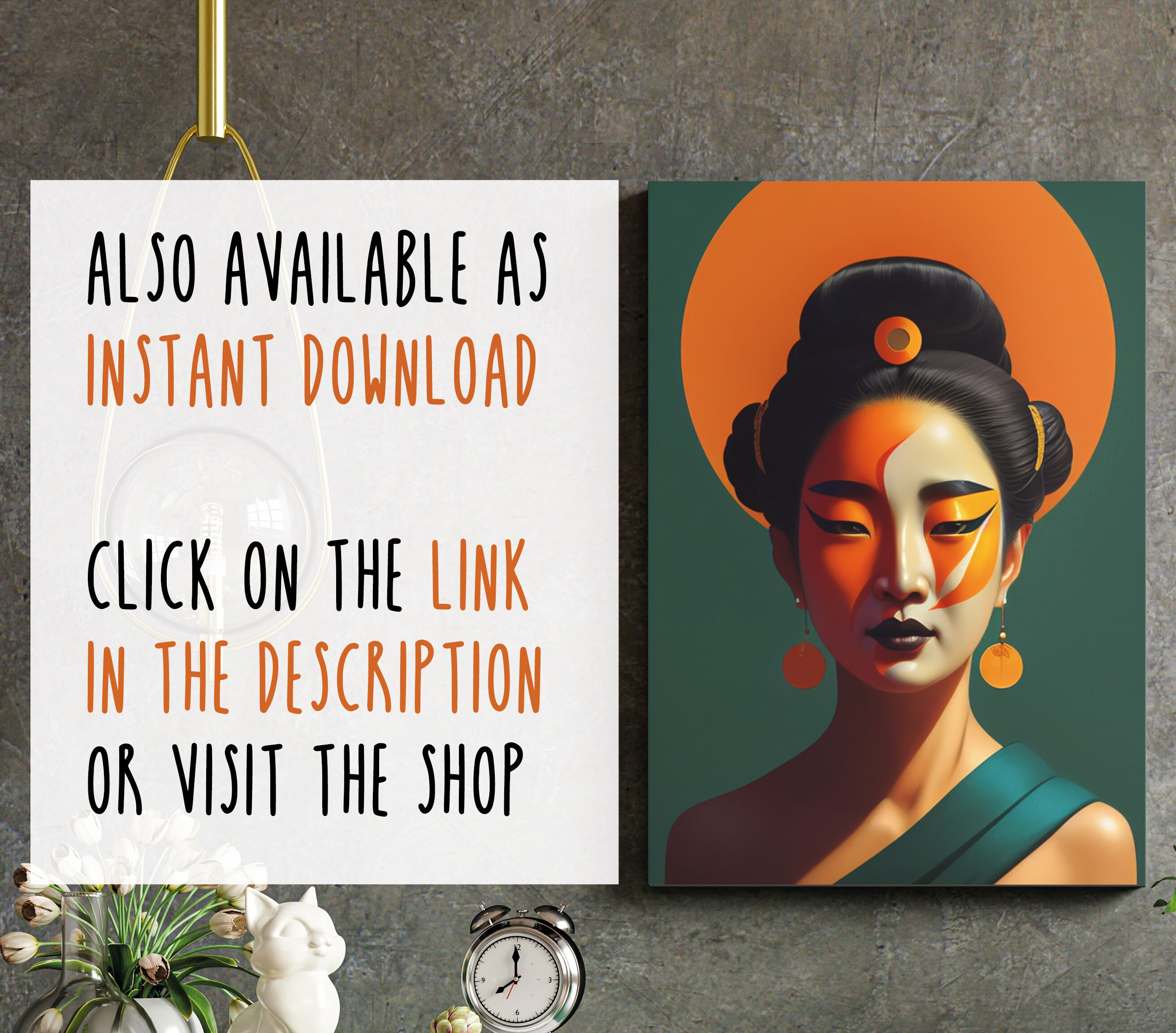 Geisha Creations Geisha Painting Digital Wall Art Geisha Print Japanese ...