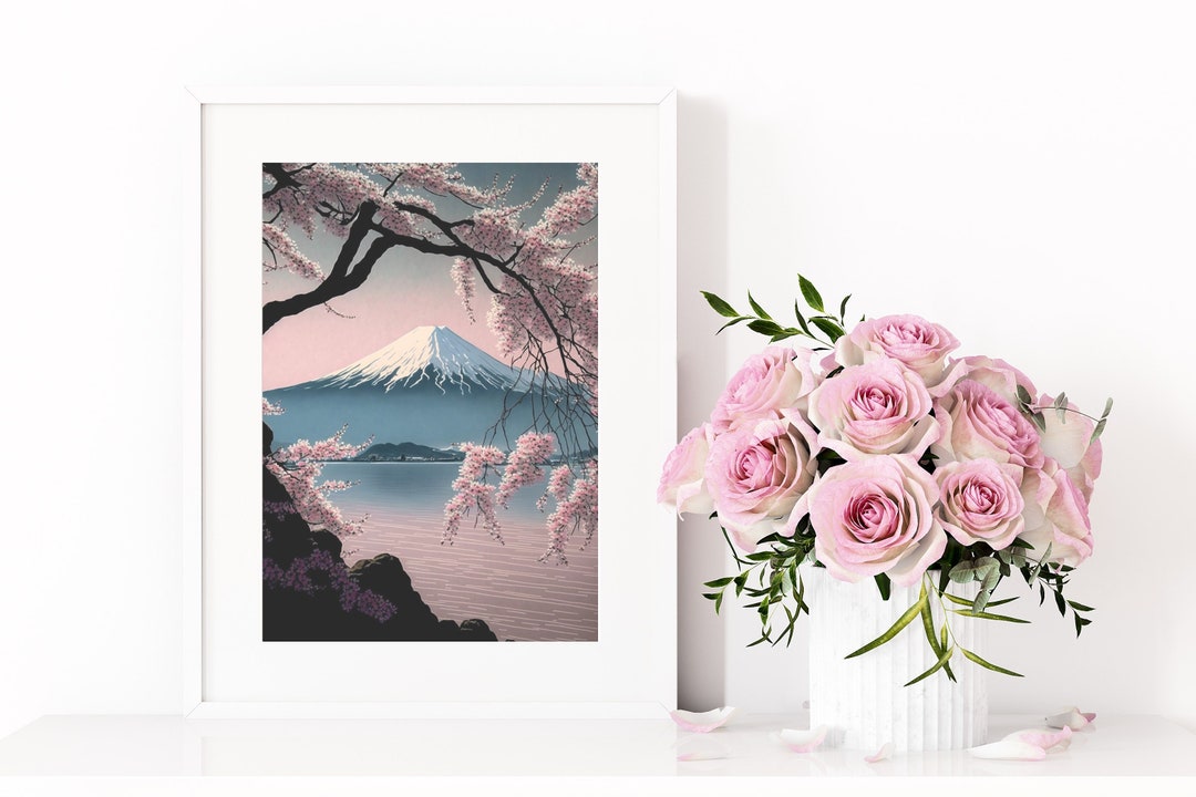 Cherry Blossom Sakura DIGITAL ART PRINT Fuji From Tago Bay During ...
