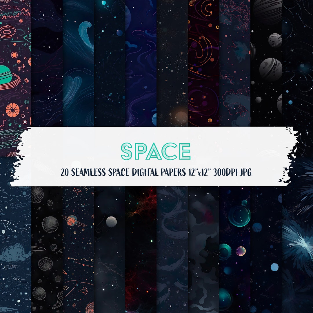 20 Seamless Space Patterns Digital Papers, Space Digital Paper Pack ...