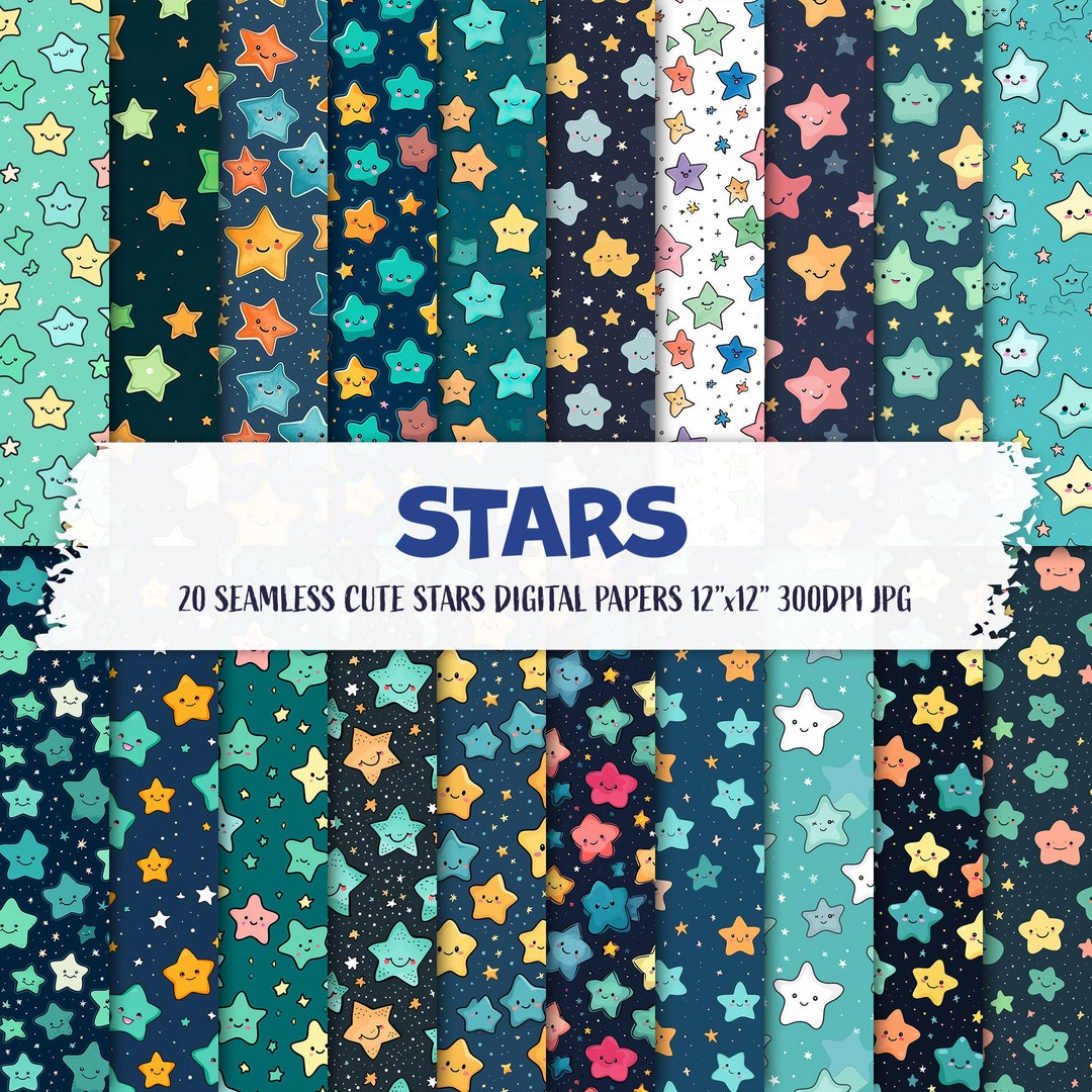 20 Cute Seamless Stars Patterns Digital Papers, Stars Digital Paper ...