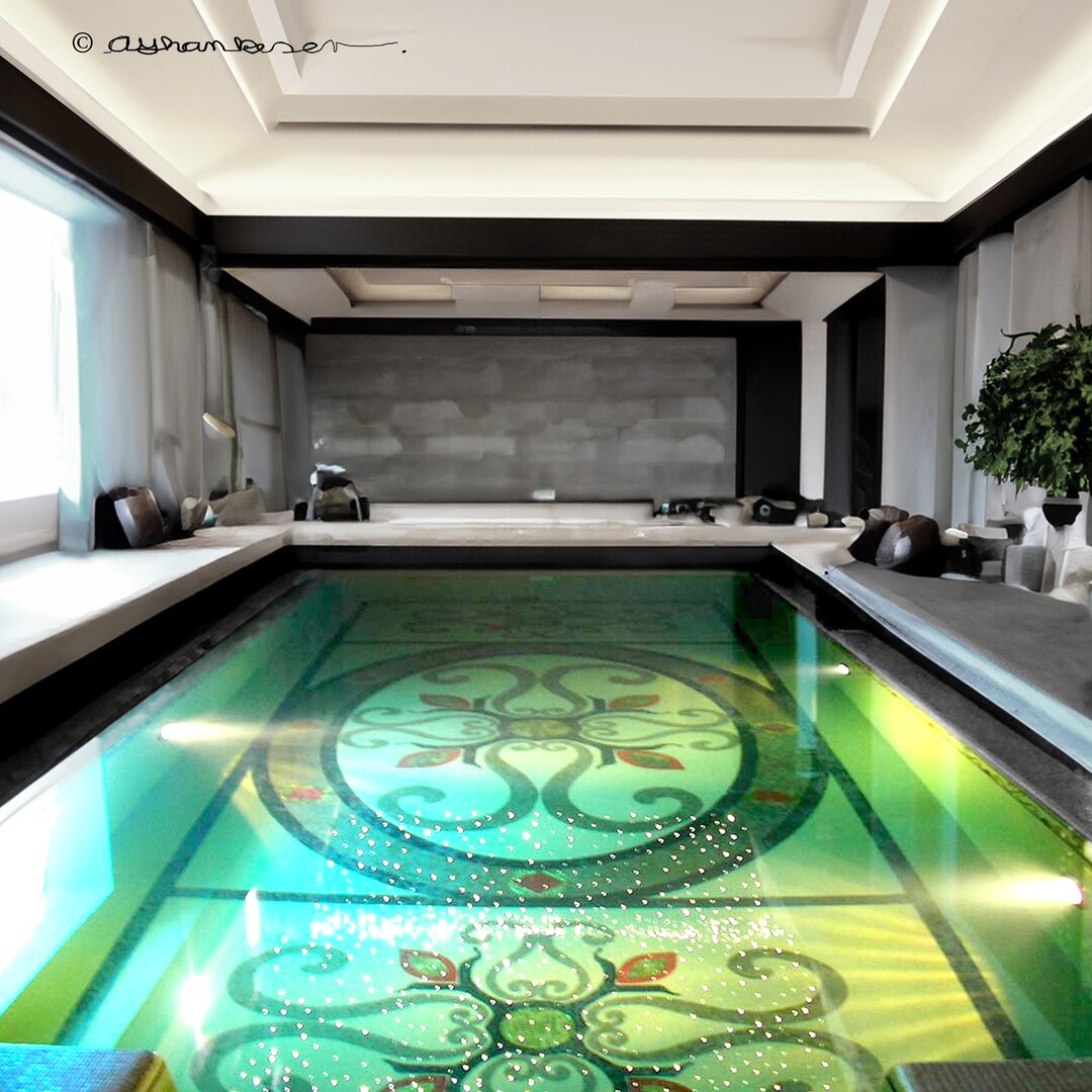 Swimming-pool Mosaic Mural Custom, Lido Mosaic Mural Ready to Install ...