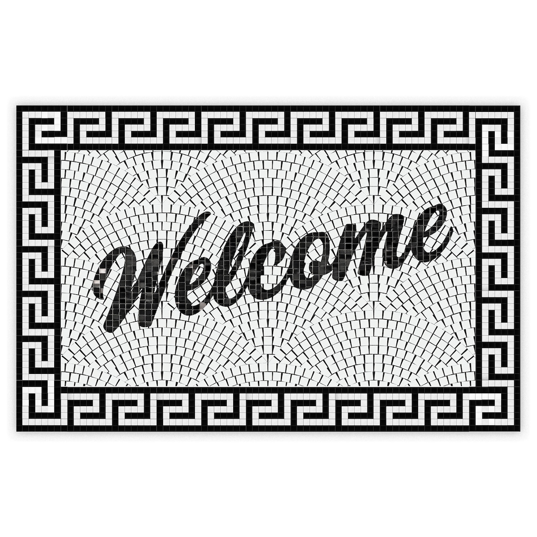 Entrance Floor Mosaic With Custom welcome Letters Made of Black and ...