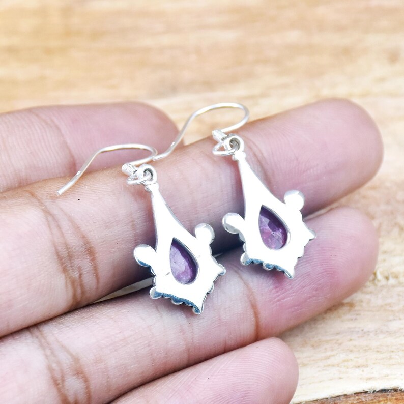Filigree Indian Ruby Earrings: 925 Sterling Silver Drop Earrings ...