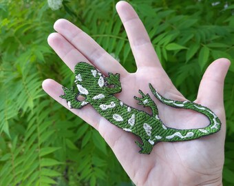 Green Gecko Lizard Embroidered Iron / Sew on Patch Clothes Top Dress ...
