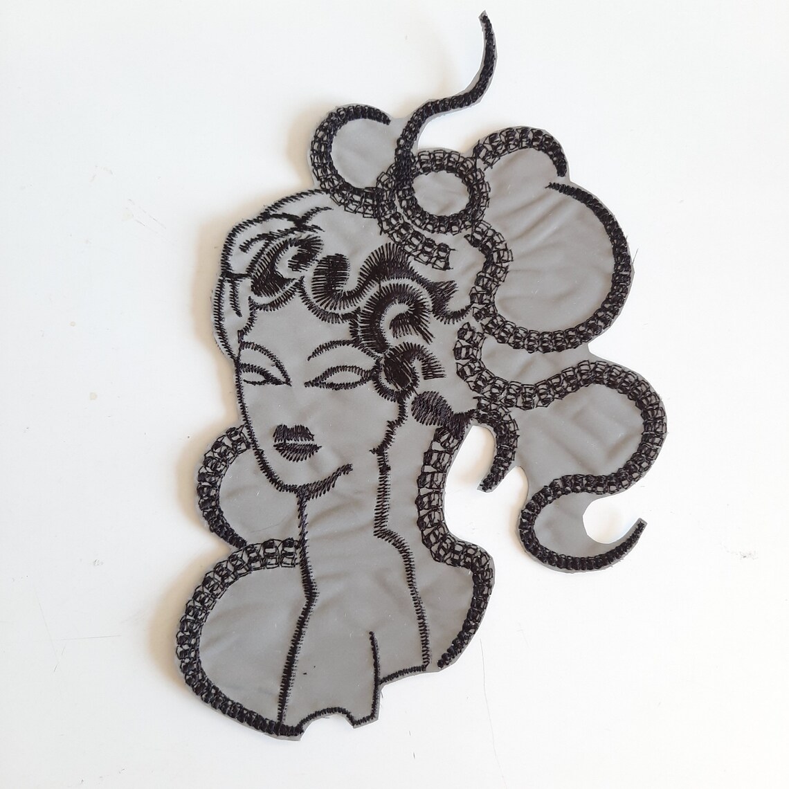 Mythological Medusa Gorgon Jellyfish Reflective Iron-on Embroidered ...