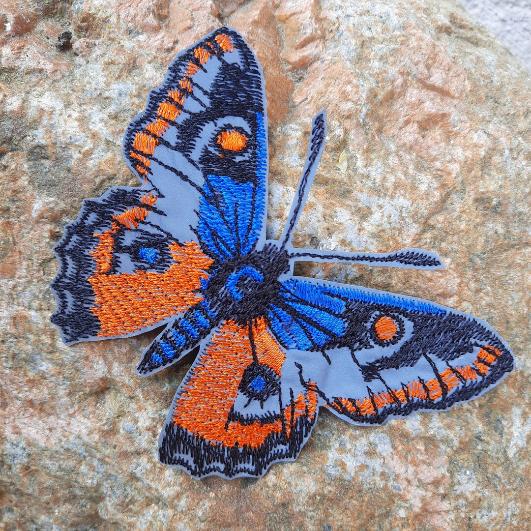 Blue & Orange Butterfly Embroidered Patch, Iron-on Patch for Jacket - Etsy