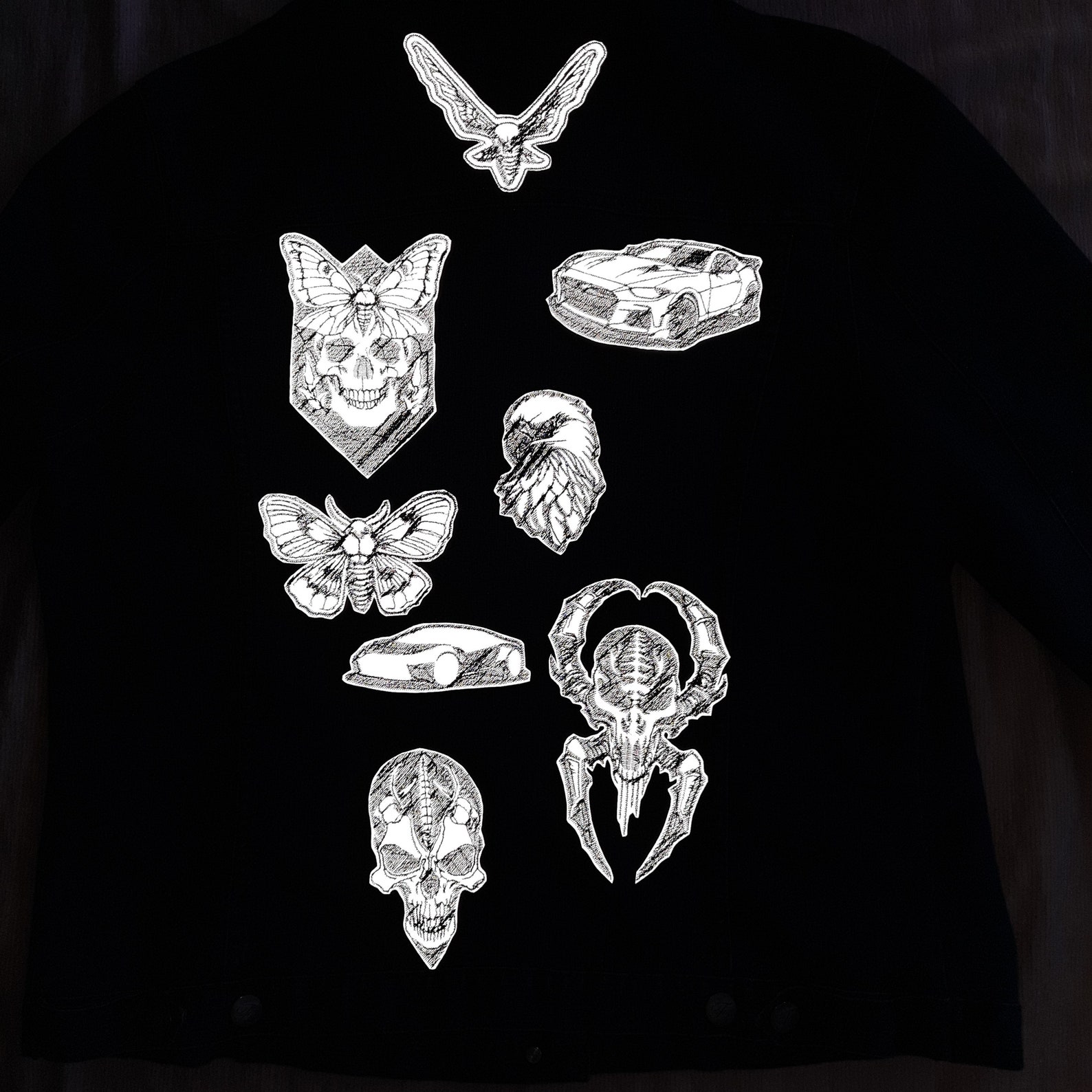 Biker Scull Reflective Embroidered Patch Iron On - Etsy