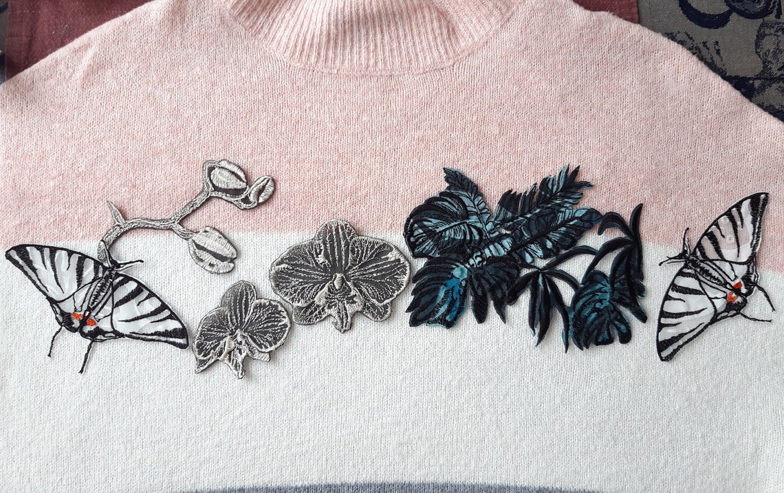 Orchid Exotic Flowers Appliques Embroidered Patches Set - Etsy