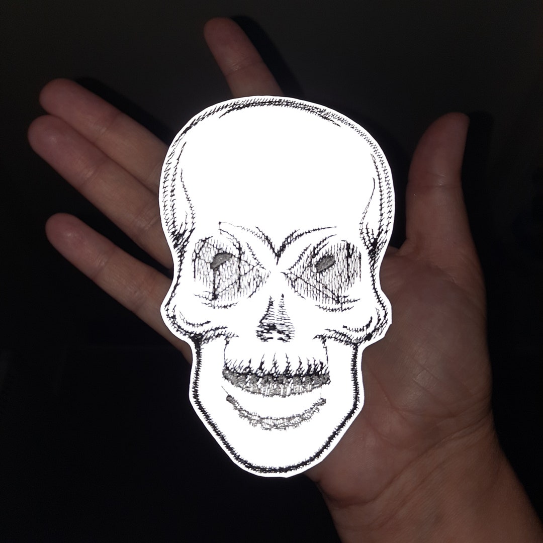 Skull Skeleton Safety Reflector Embroidered Patch Iron-on - Etsy
