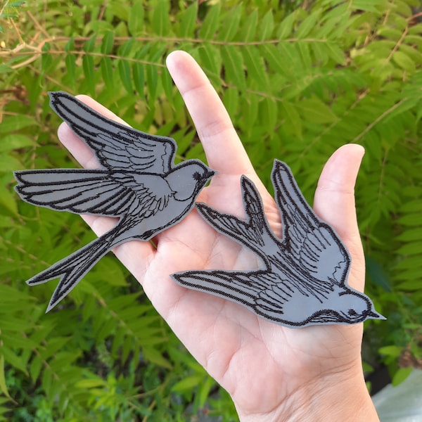 Embroidered Patch Swallow - Etsy