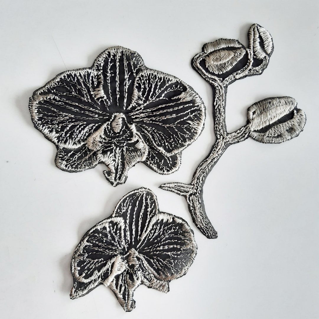 Orchid Exotic Flowers Appliques Embroidered Patches Set - Etsy