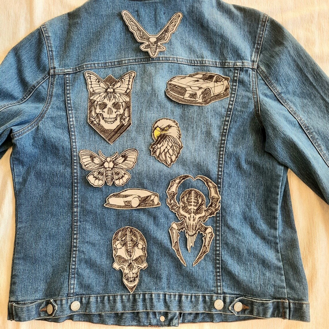 Biker Scull Reflective Embroidered Patch Iron On - Etsy