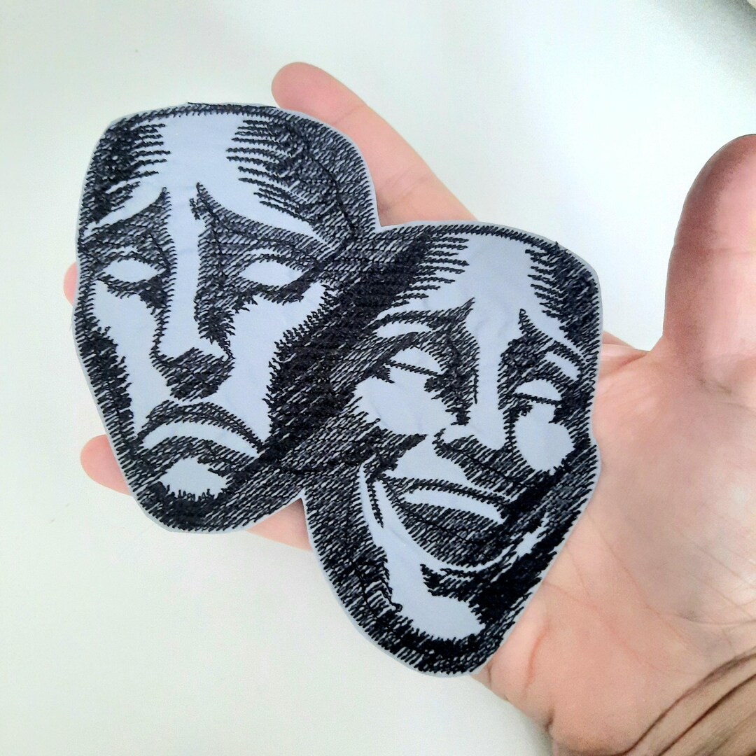 Sad and Happy Theatrical Masks Reflective Iron-on Embroidered Patch ...