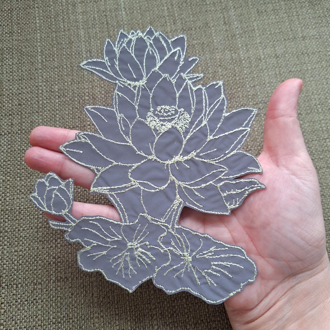 Water Lilies Large Iron-on Reflective Embroidered Patch - Etsy