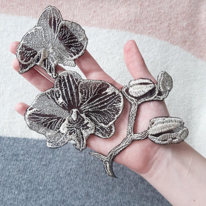 Orchid Exotic Flowers Appliques Embroidered Patches Set - Etsy
