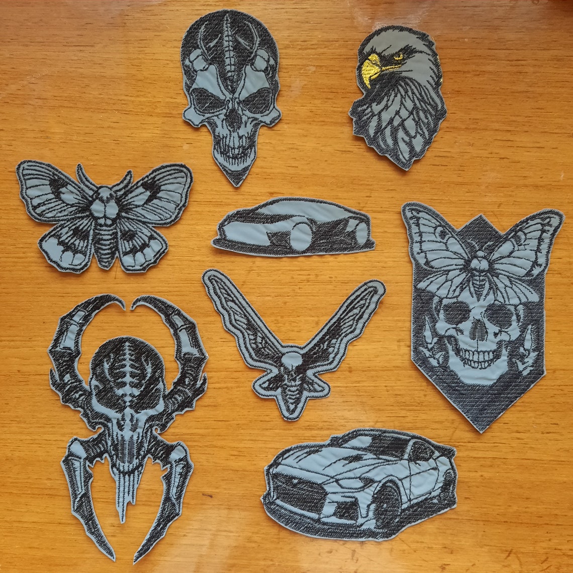 Biker Scull Reflective Embroidered Patch Iron On - Etsy