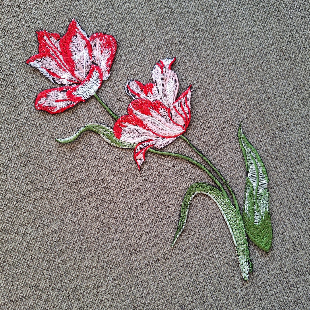 Tulips Patch, Sew on Embroidered Patch Applique, Spring Flowers - Etsy