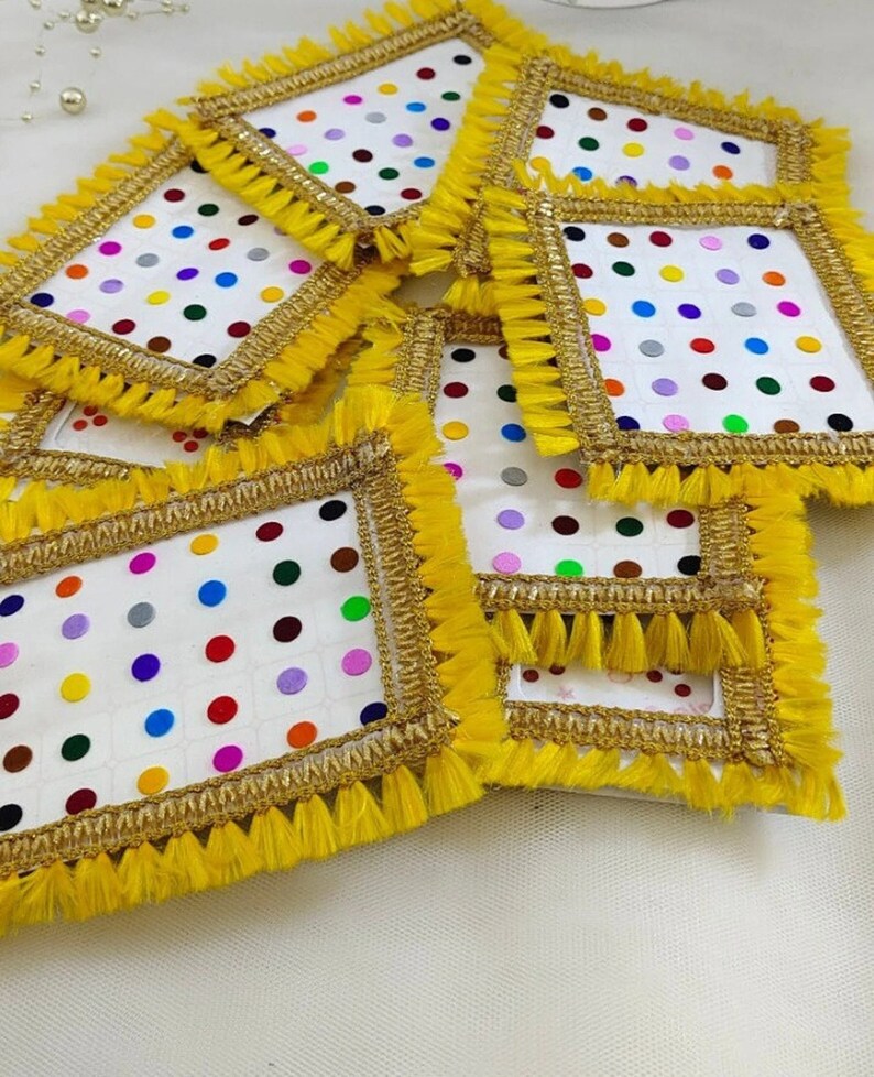25 Multicolor Indian Bindi Packet, Red Bindi, Haldi Mehendi Favour ...