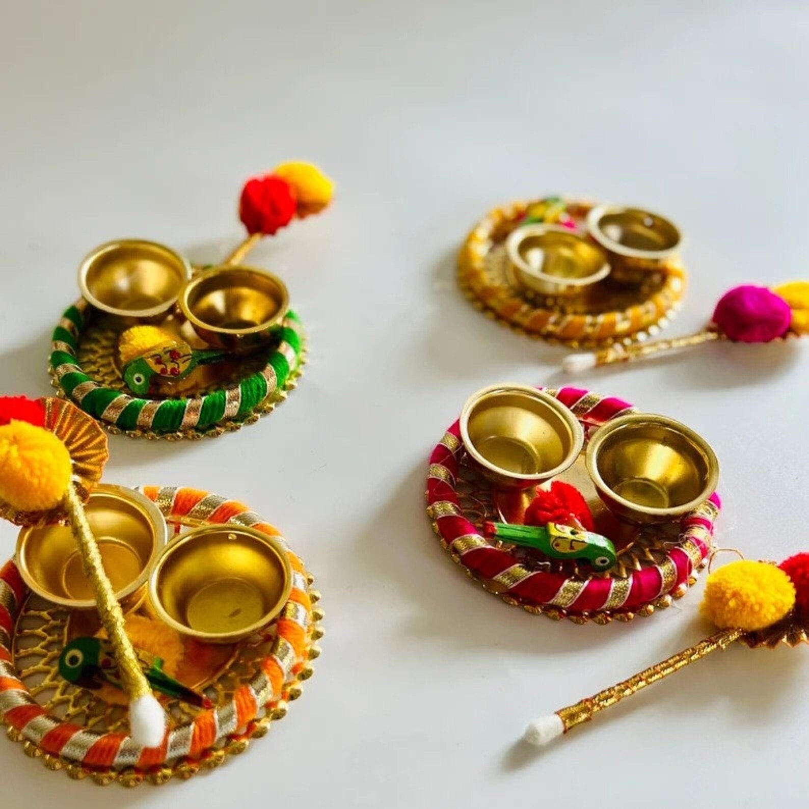 Mini Haldi Tilak Thai, Welcome Small Thali, Pooja Thali, Indian Wedding ...
