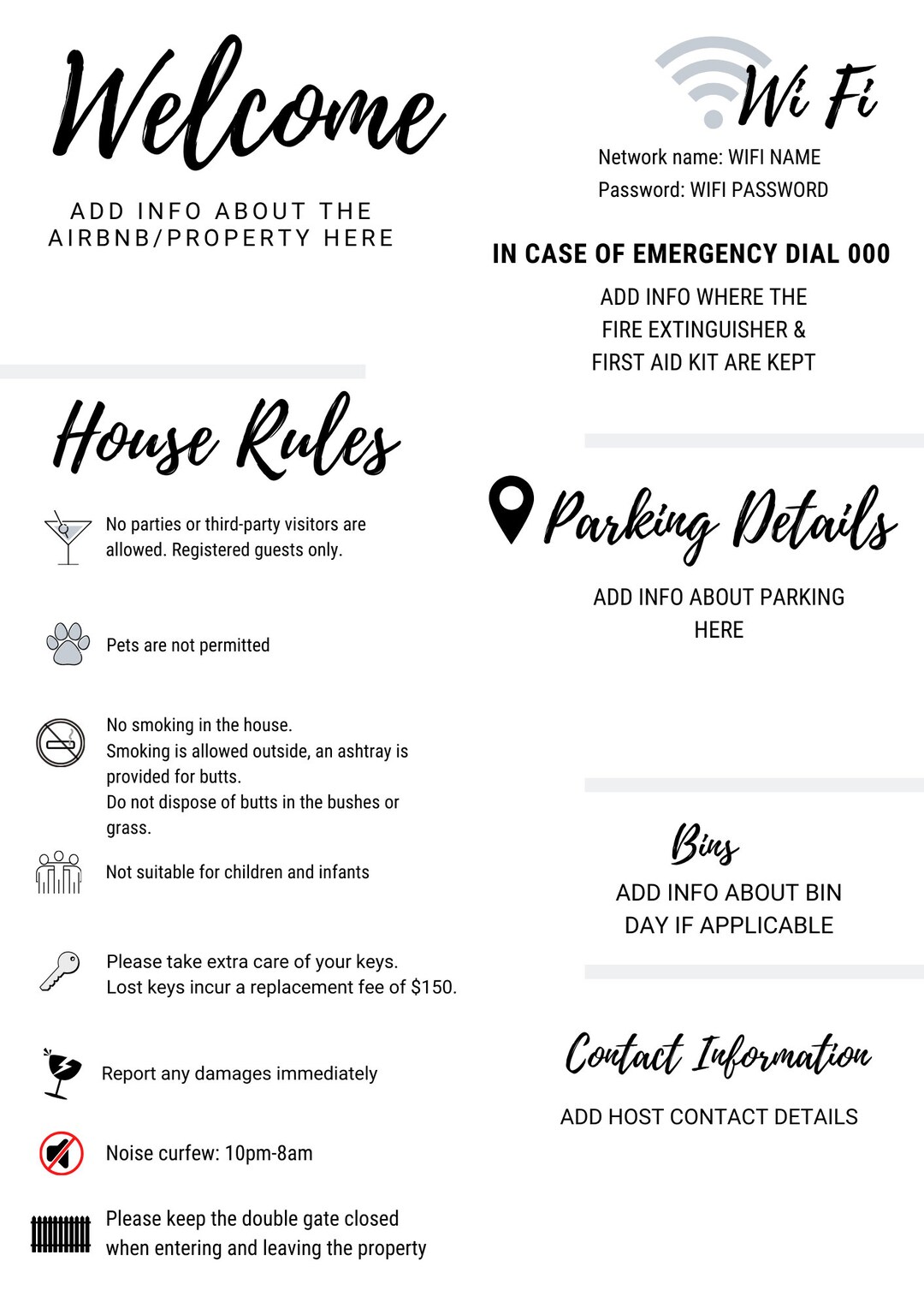 Airbnb Welcome Template Welcome Guide Host Welcome Pack Etsy