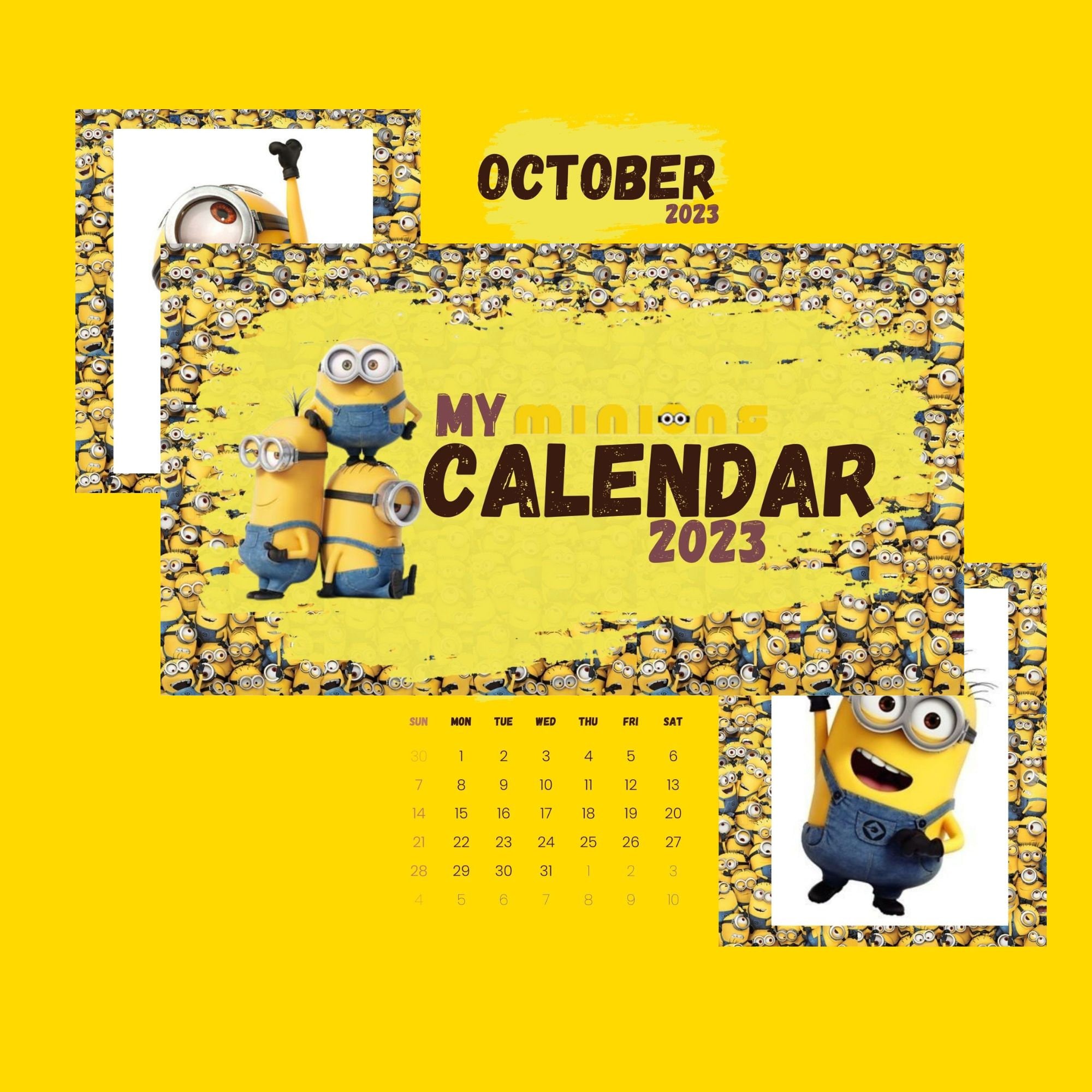 Editable 2023 Monthly Minions Calendar Digital Download, PDF - Etsy