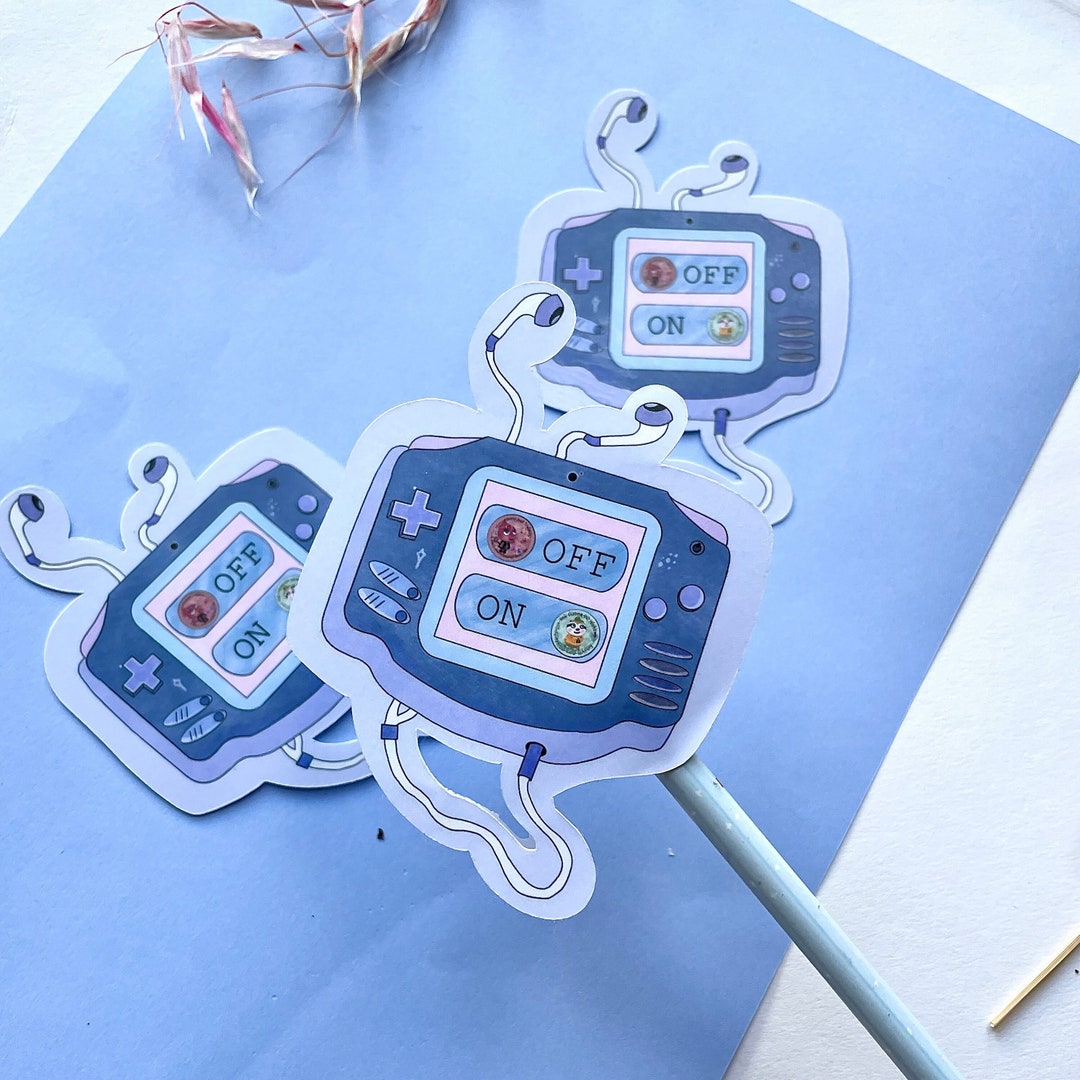 Retro Gaming Console Sticker On/off Blue Decorative Sticker Cute Art ...