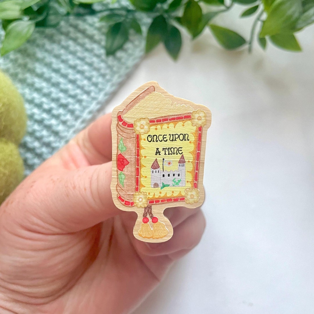 Storybook Wooden Pin | Real Natural Pine Wood Pin Badge | Fairy Tale ...