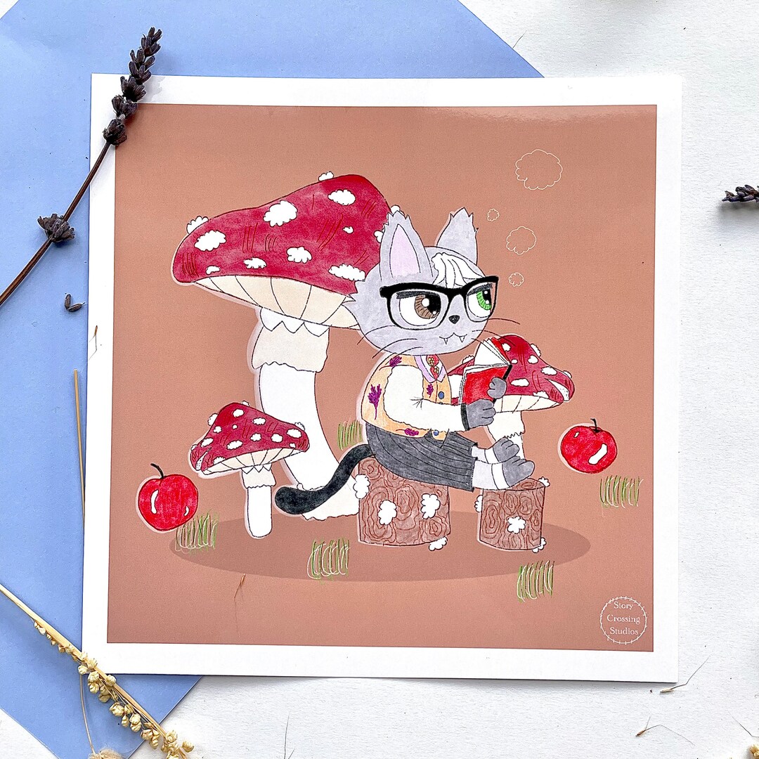 Raymond Print ACNH Business Cat Decorative Art Print Cozy Gaming Print ...